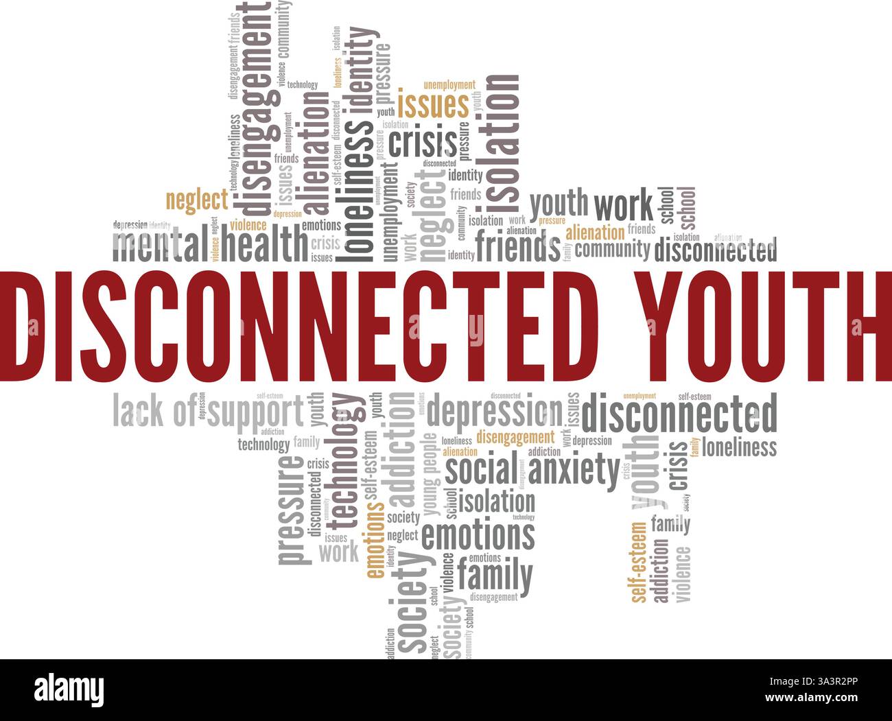 Disconnected Youth word cloud conceptual design isolated on white ...