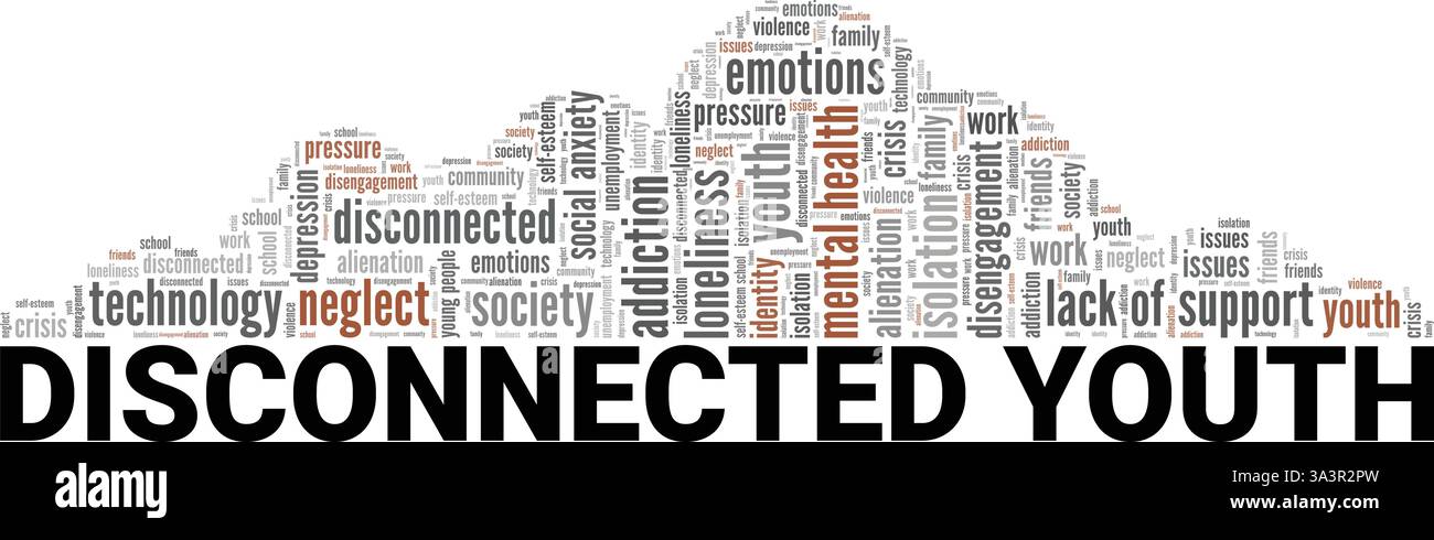Disconnected Youth word cloud conceptual design isolated on white ...