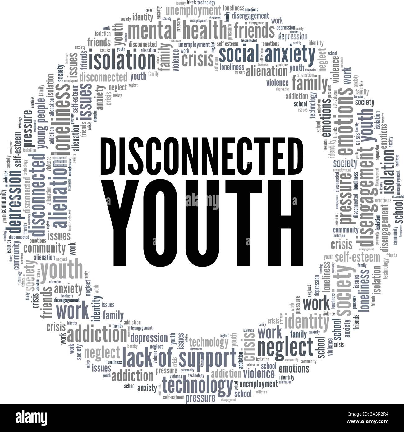 Disconnected Youth word cloud conceptual design isolated on white ...