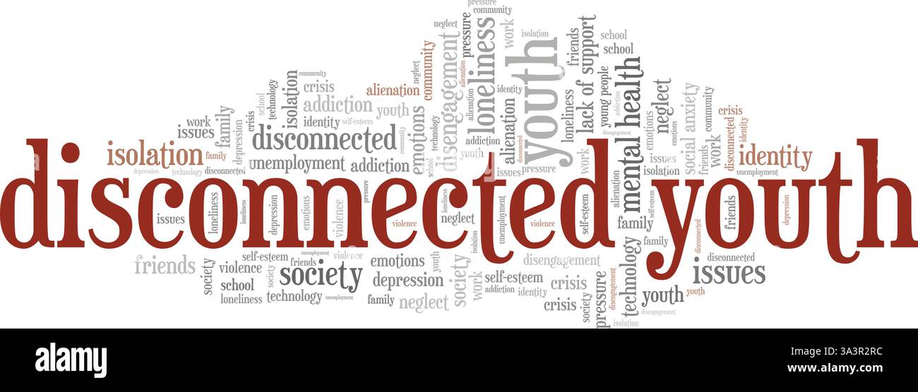 Disconnected Youth word cloud conceptual design isolated on white ...