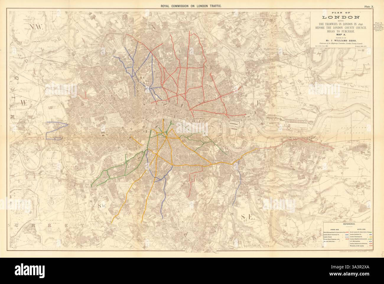 London tramways in 1896 before London County Council began purchases ...