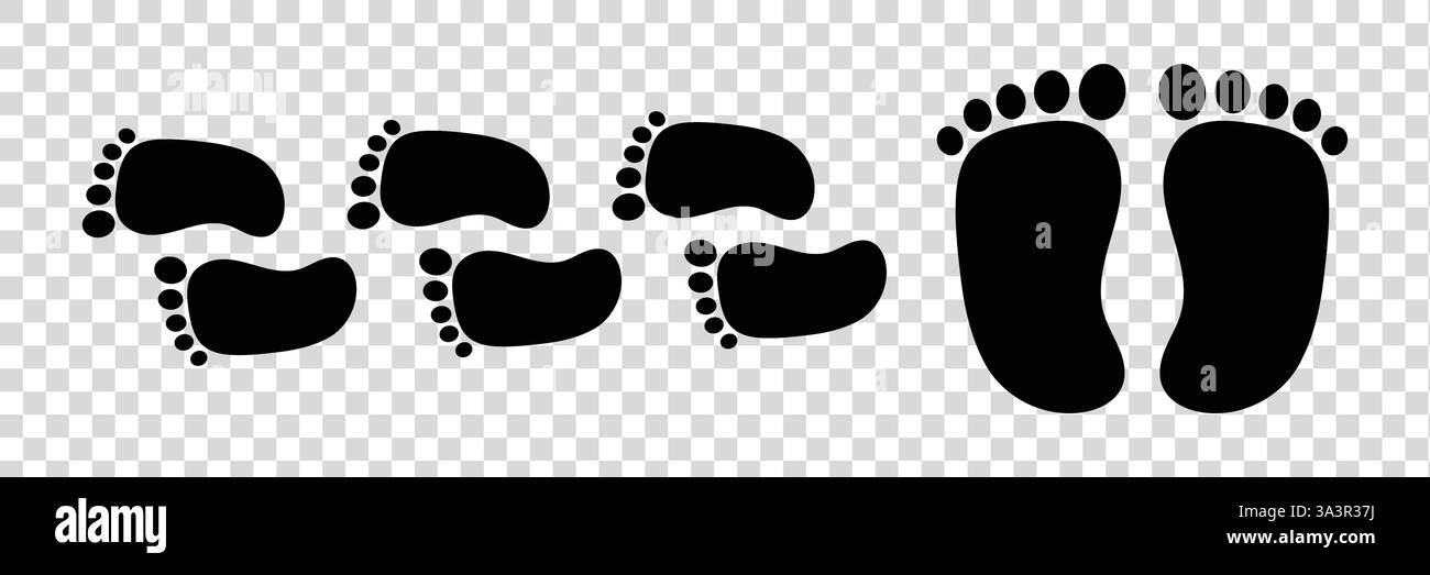 Human feet silhouette icon, stylized hand drawn footprints. Isolated ...