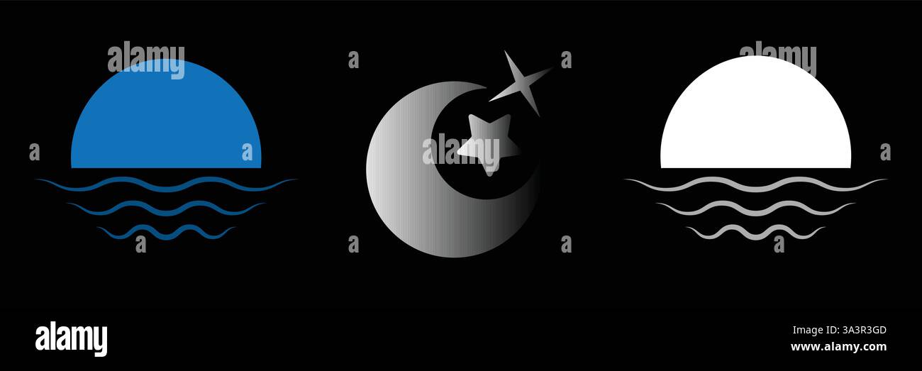 Morning day evening night icon set Stock Vector Image & Art - Alamy