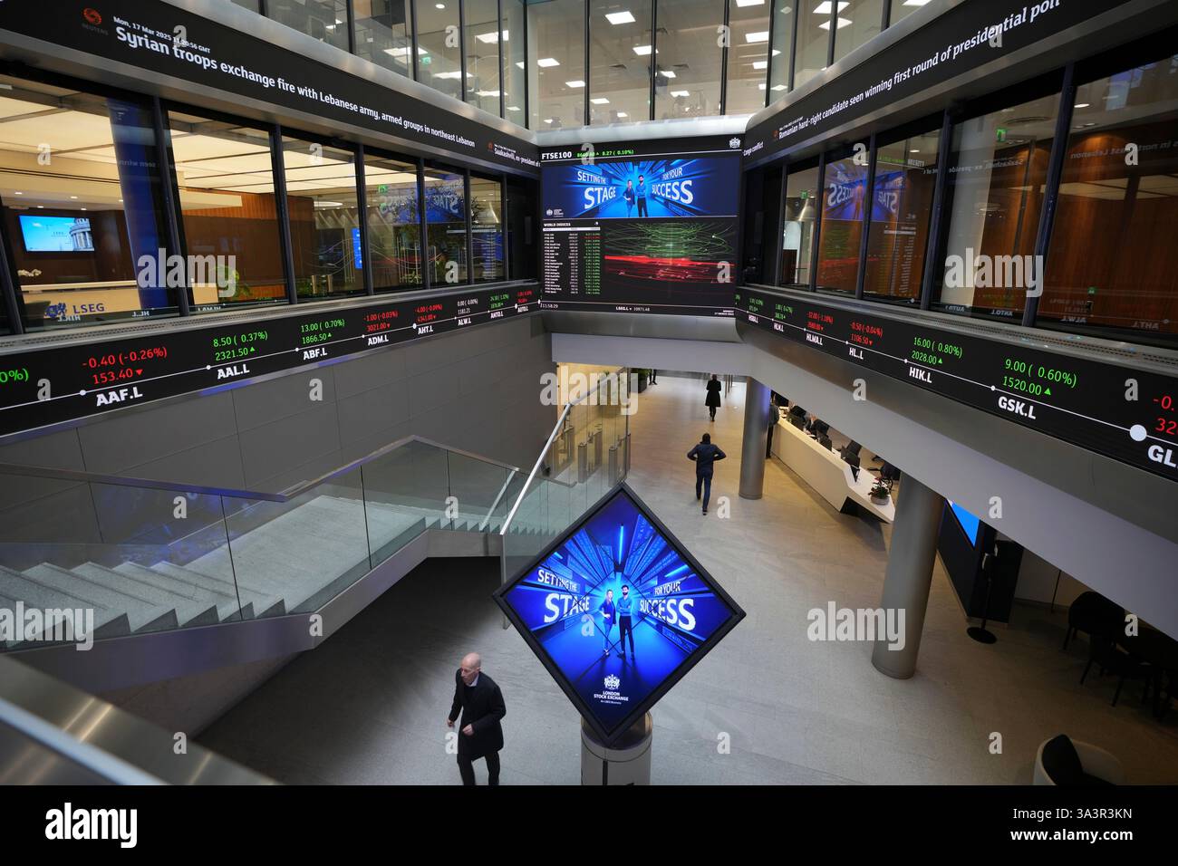 FTSE market information is displayed inside the London Stock Exchange ...