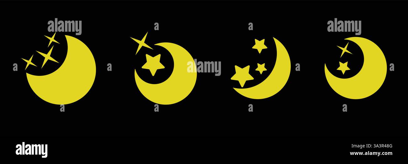 Nighttime moon vector icon in flat style. Lunar night illustration on ...