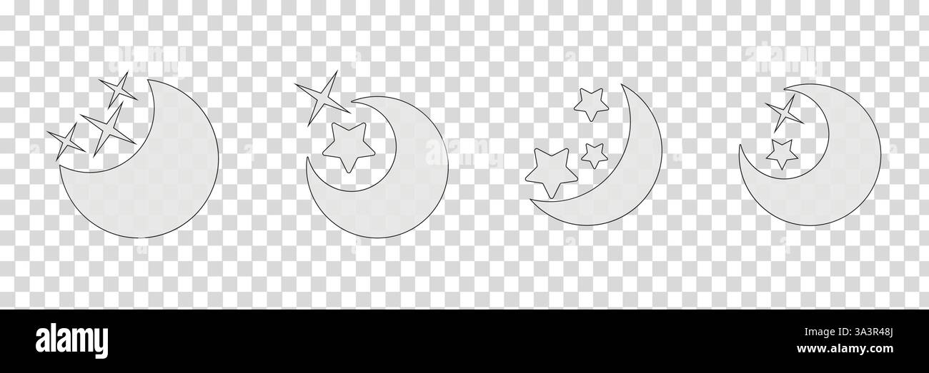 Nighttime moon vector icon in flat style. Lunar night illustration on ...