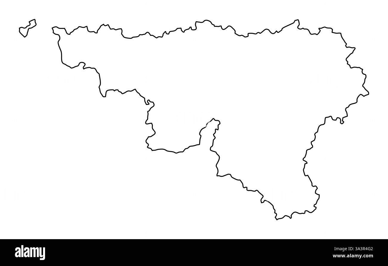 The Wallonia region, outline map isolated on white background, Belgium ...