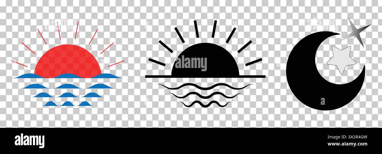 Day and night vector. Sun and moon glyph silhouette icon, black day and ...