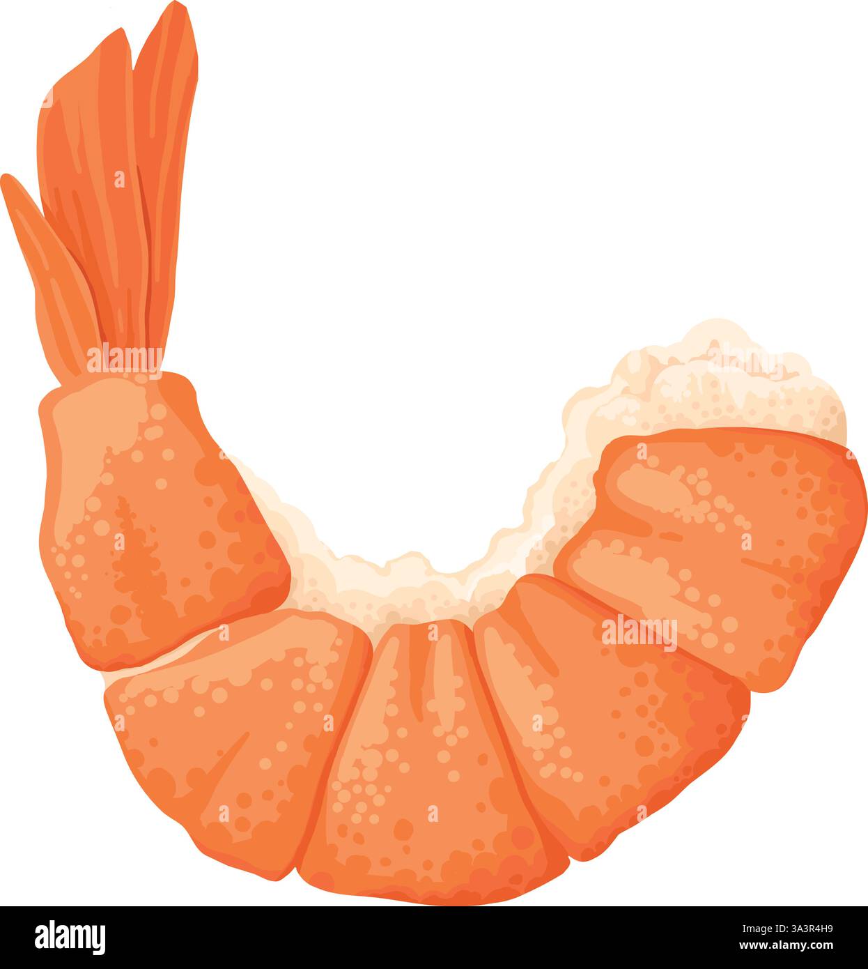 Cartoon shrimp. Raw or boiled seafood, tiger shrimps meat, king prawns ...