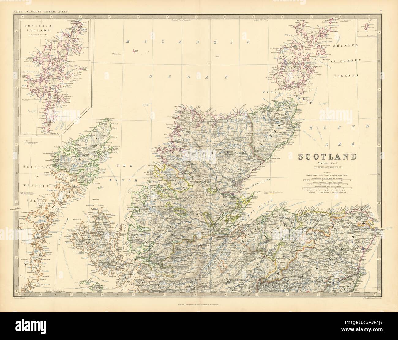 Scotland (North). Scottish Highlands & Islands. 50x60cm. JOHNSTON 1876 ...