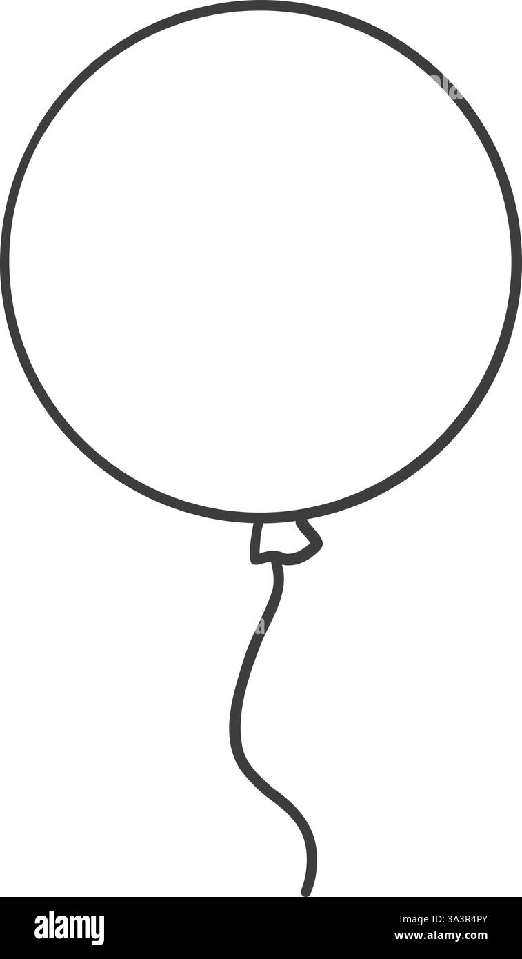 Balloon party doodle. Sketch of Birthday decoration, gift box, cake ...