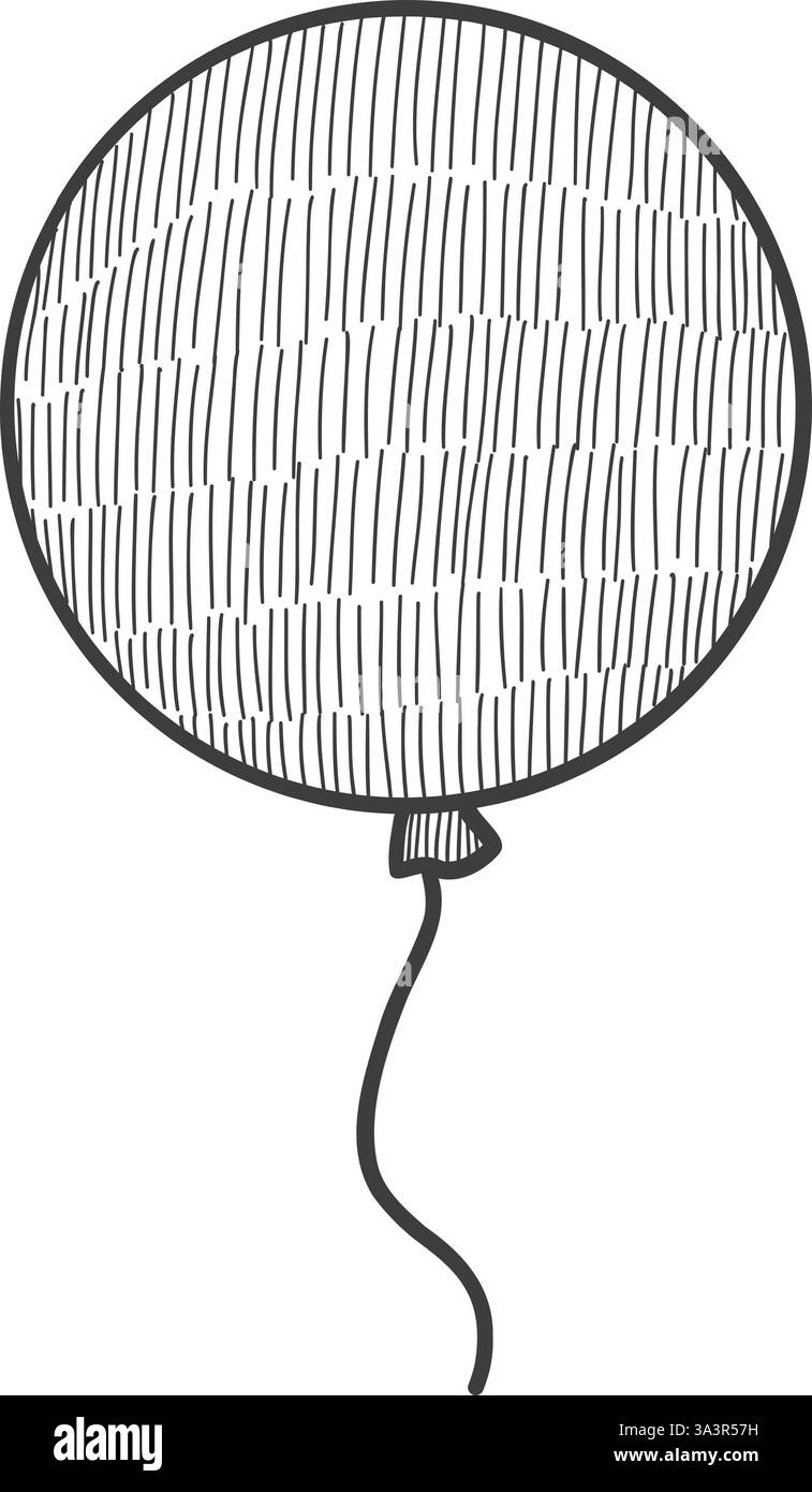 Doodle party balloon icon. Abstract simple hand drawn sketch element ...