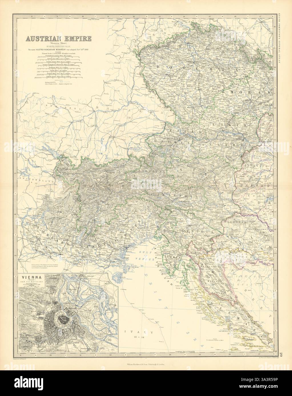 Austro-Hungarian Monarchy (West) Vienna Austria. 50x60cm. JOHNSTON 1876 ...