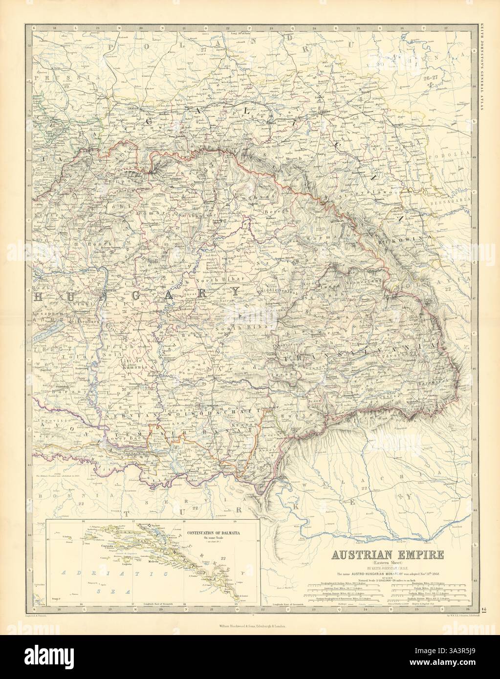 Austro-Hungarian Monarchy (East) Hungary Transylvania 50x60cm. JOHNSTON ...
