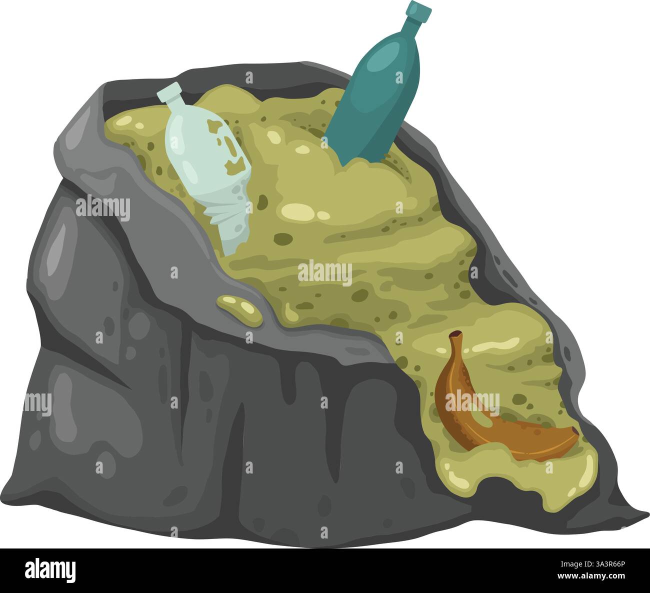 City trash bag. Rotting garbage in waste bag or street dustbins, full ...