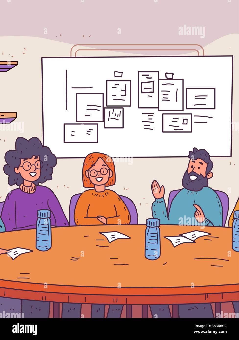 Team collaborating around office table Stock Vector Images - Alamy