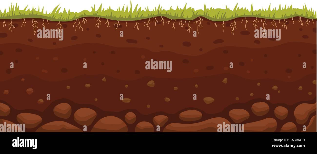 Seamless soil layer. Layered dirt clay, ground layer with stones and ...