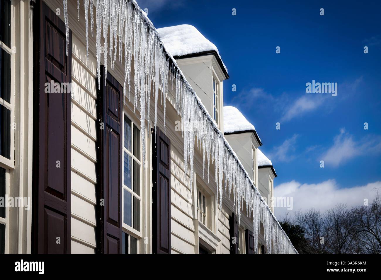 Ice cyles on the John Blair House drop water as the weather warms in ...