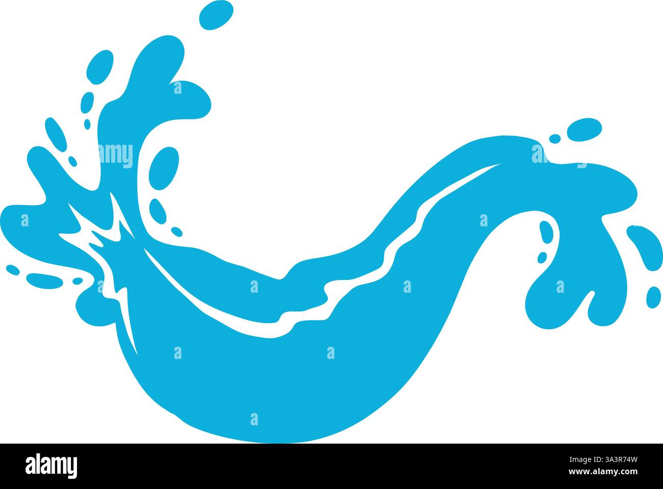 Water splash silhouette. Cartoon liquid water drops, flows and waves ...
