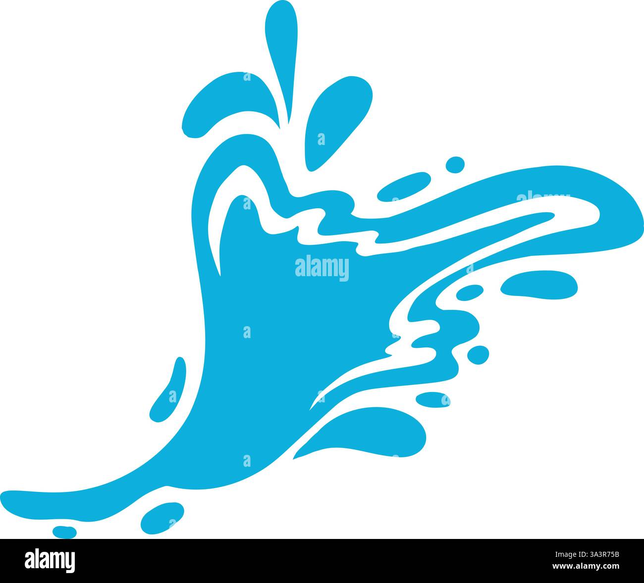 Water splash silhouette. Cartoon liquid water drops, flows and waves ...