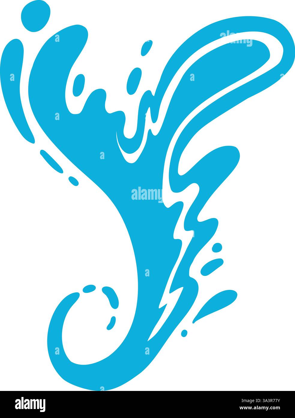 Water splash silhouette. Cartoon liquid water drops, flows and waves ...