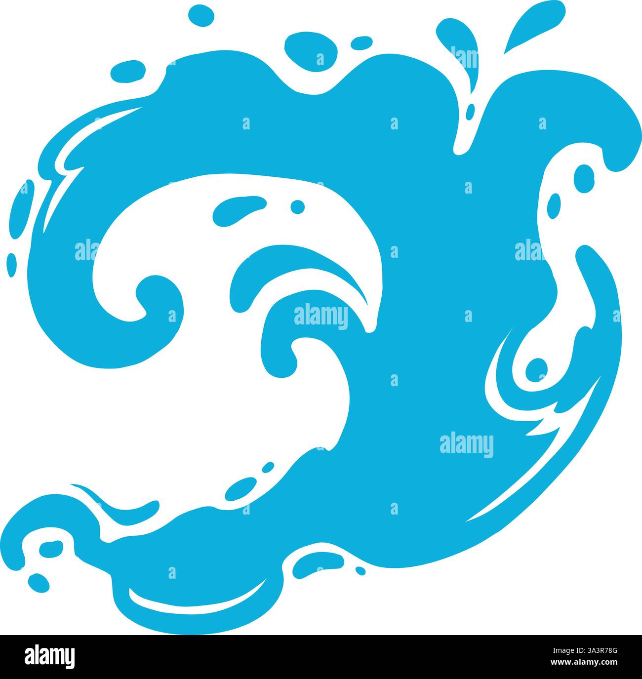 Water splash silhouette. Cartoon liquid water drops, flows and waves ...