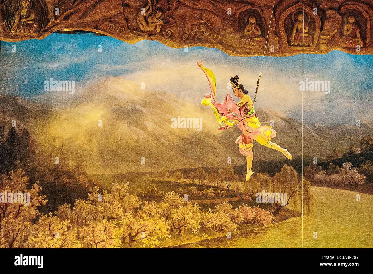 Dunhuang music and dance show Flying Apsaras. Dunhuang is a city in ...