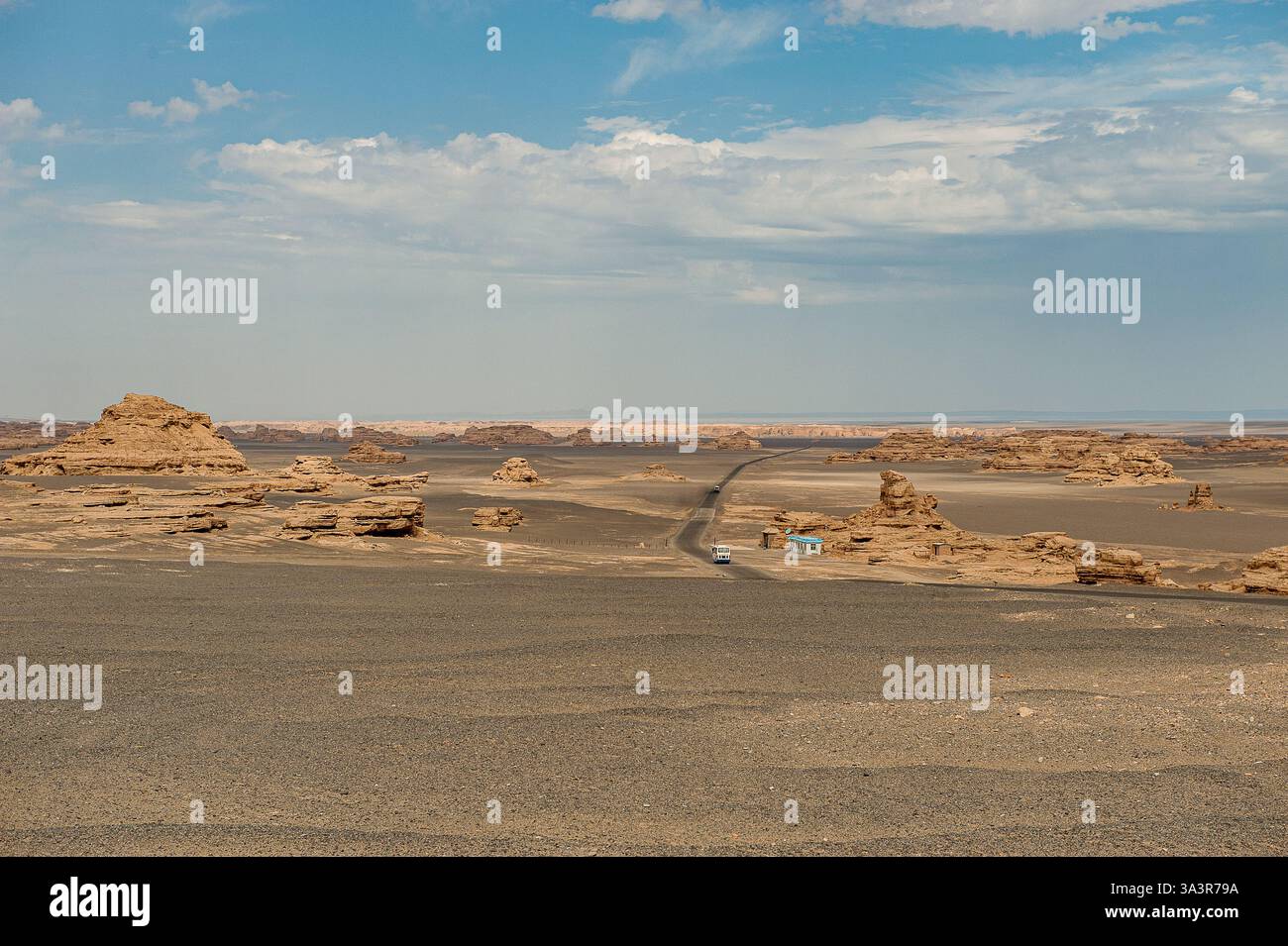 Yardang landforms in the Gobi desert northwest of Dunhuang in Gansu ...