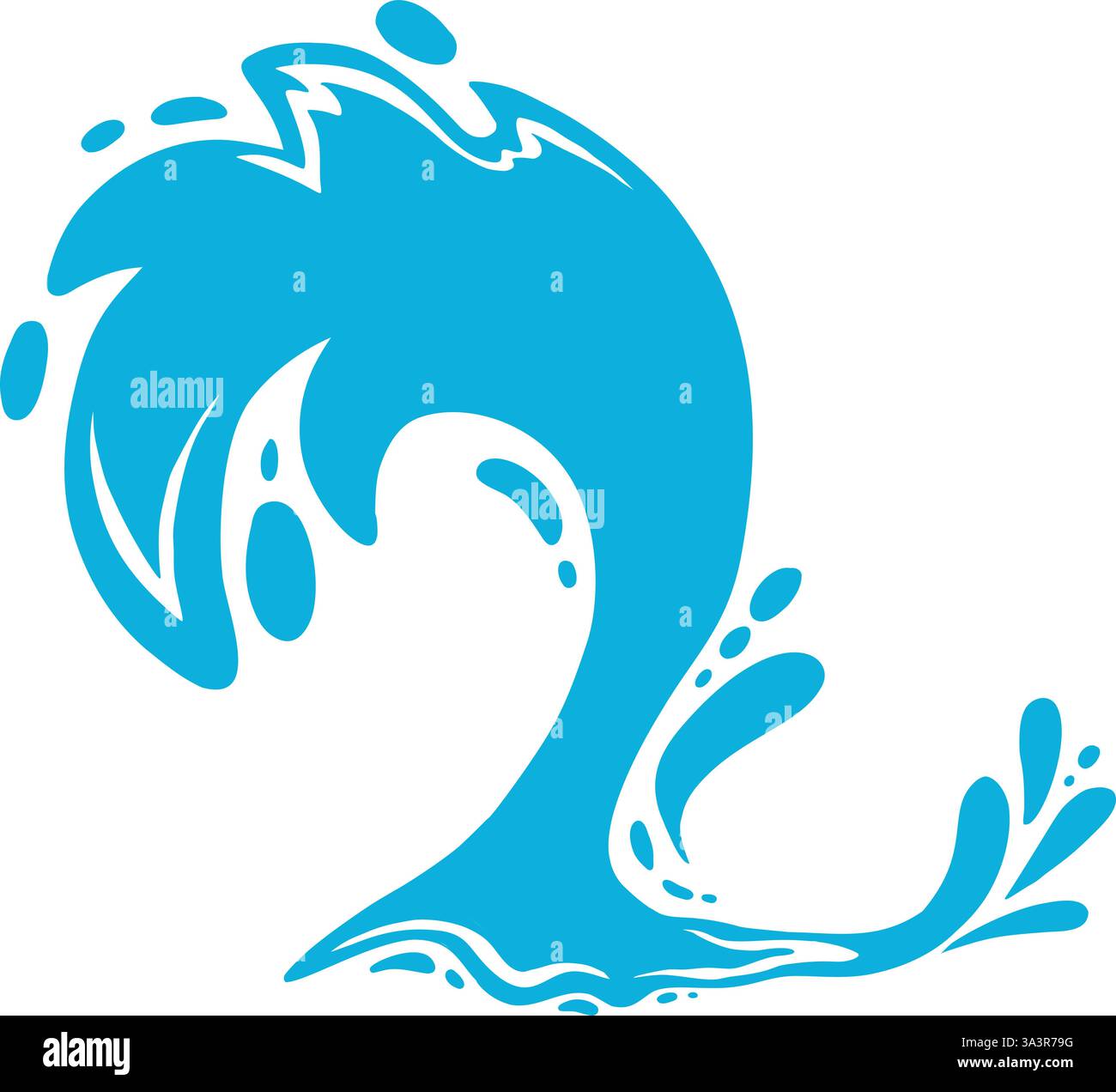 Water splash silhouette. Cartoon liquid water drops, flows and waves ...