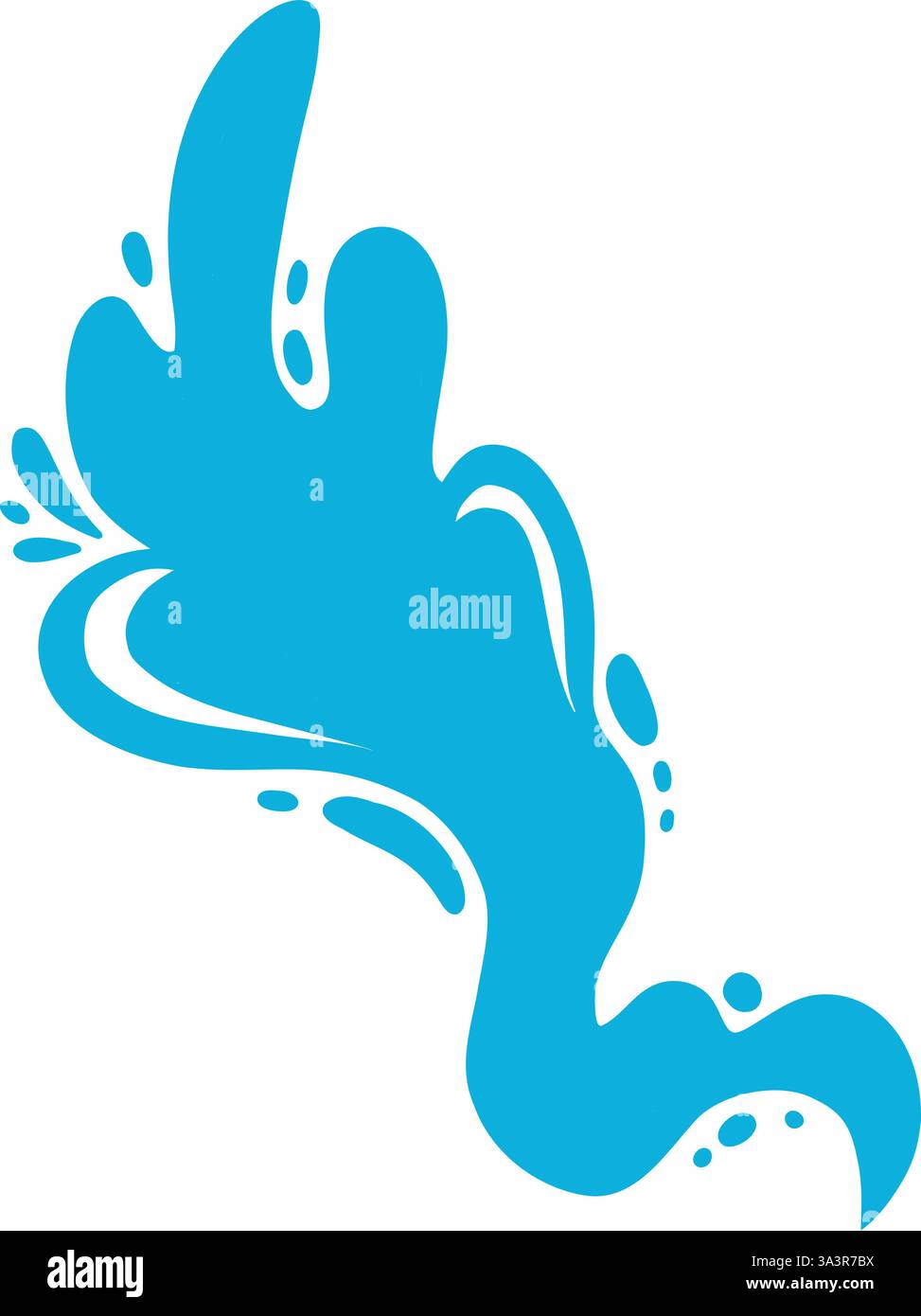 Water splash silhouette. Cartoon liquid water drops, flows and waves ...