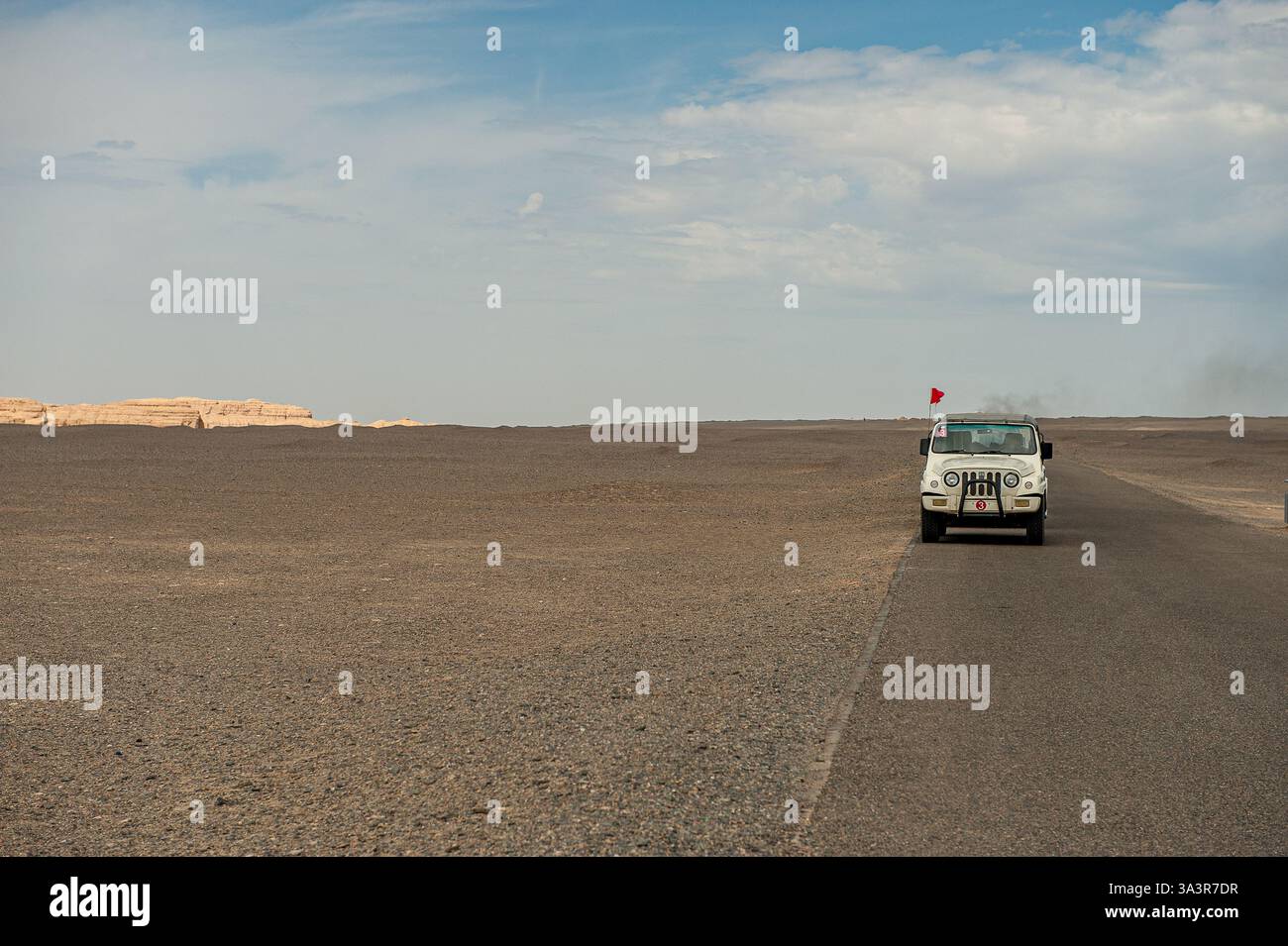 Yardang landforms in the Gobi desert northwest of Dunhuang in Gansu ...