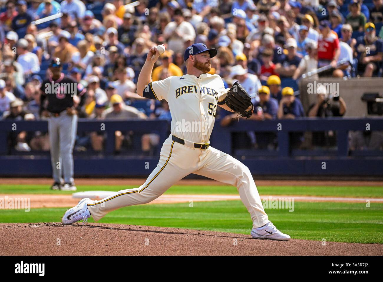 Milwaukee Brewers pitcher Brandon Woodruff (53) throws against the ...