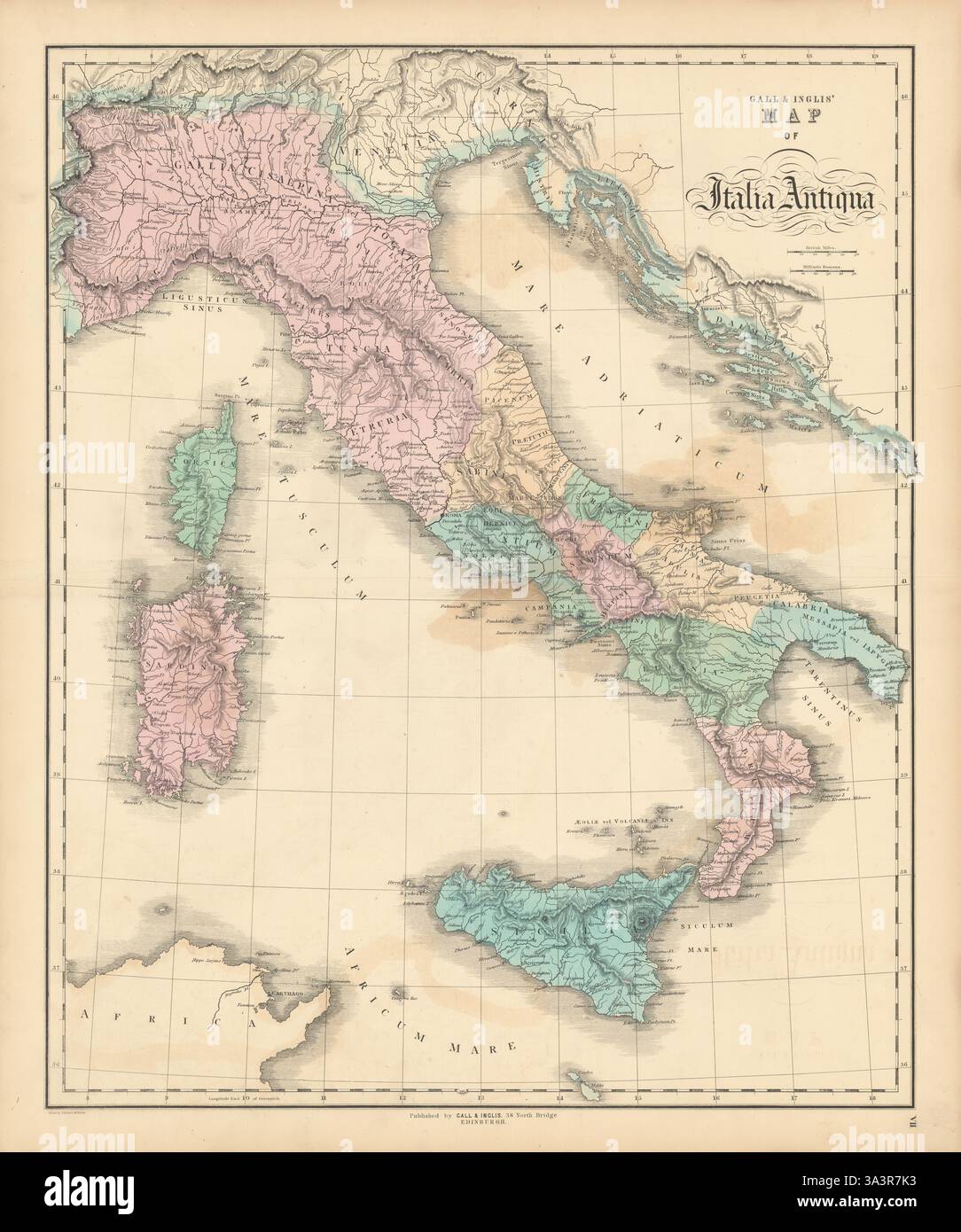 Gall & Inglis Map of Italia Antiqua. Ancient Italy. Pre-Roman Italic ...
