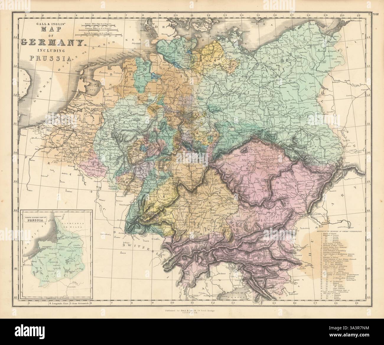 Gall & Inglis' Map of Germany including Prussia. Austria Czechia 1850 ...