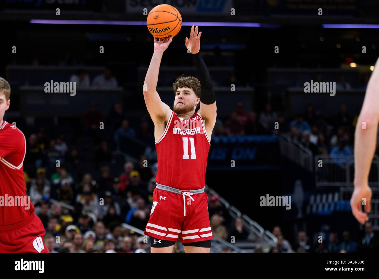 INDIANAPOLIS, IN - MARCH 16: Wisconsin Badgers guard Max Klesmit (11 ...