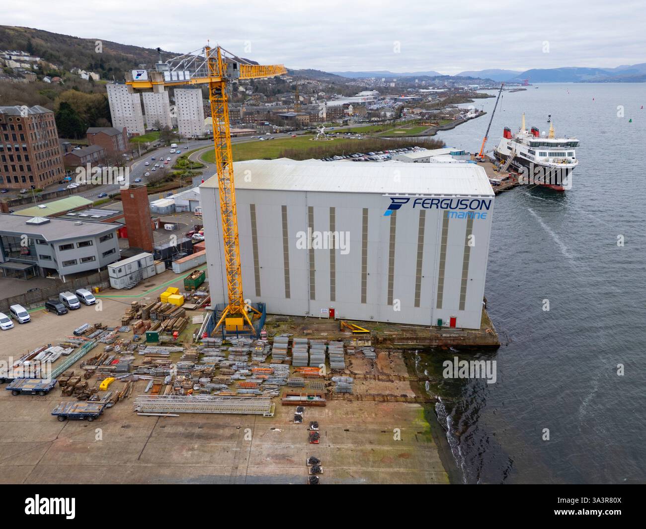 Port Glasgow, Scotland, UK. 17th March 2025. Aerial views of Ferguson ...