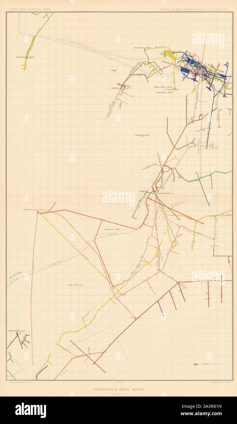 Comstock Silver Lode Mine Map 7 Segr. Belcher Overman Caledonia New ...