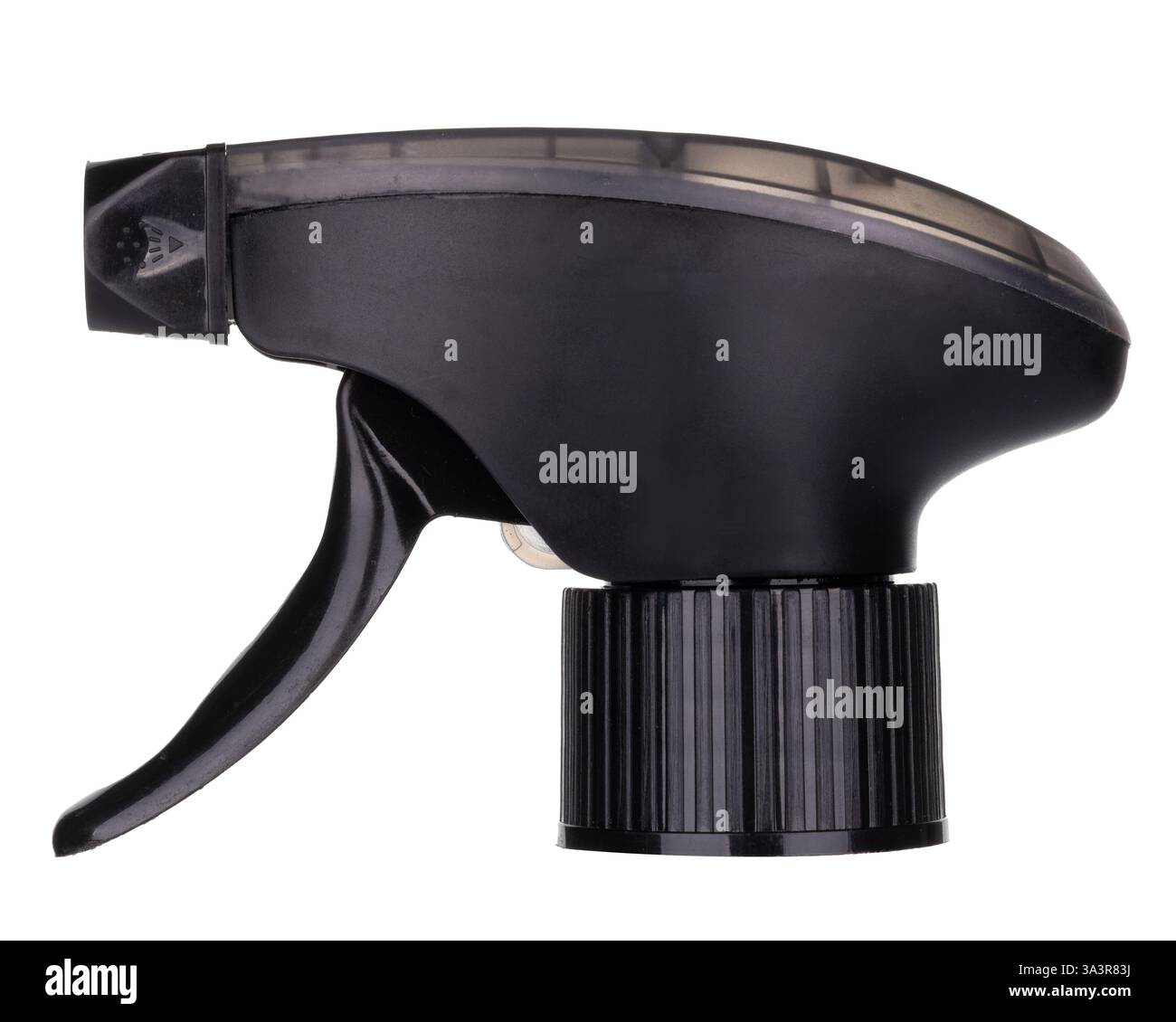 Black Spray Nozzle Head for Bottles with Adjustable Tip Stock Photo - Alamy