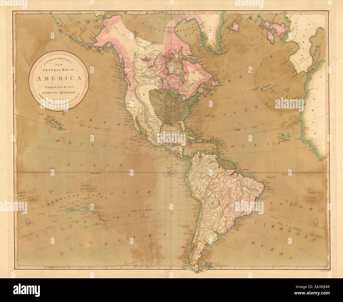 Laurie & Whittle's New General Map of America 1810 old antique plan ...