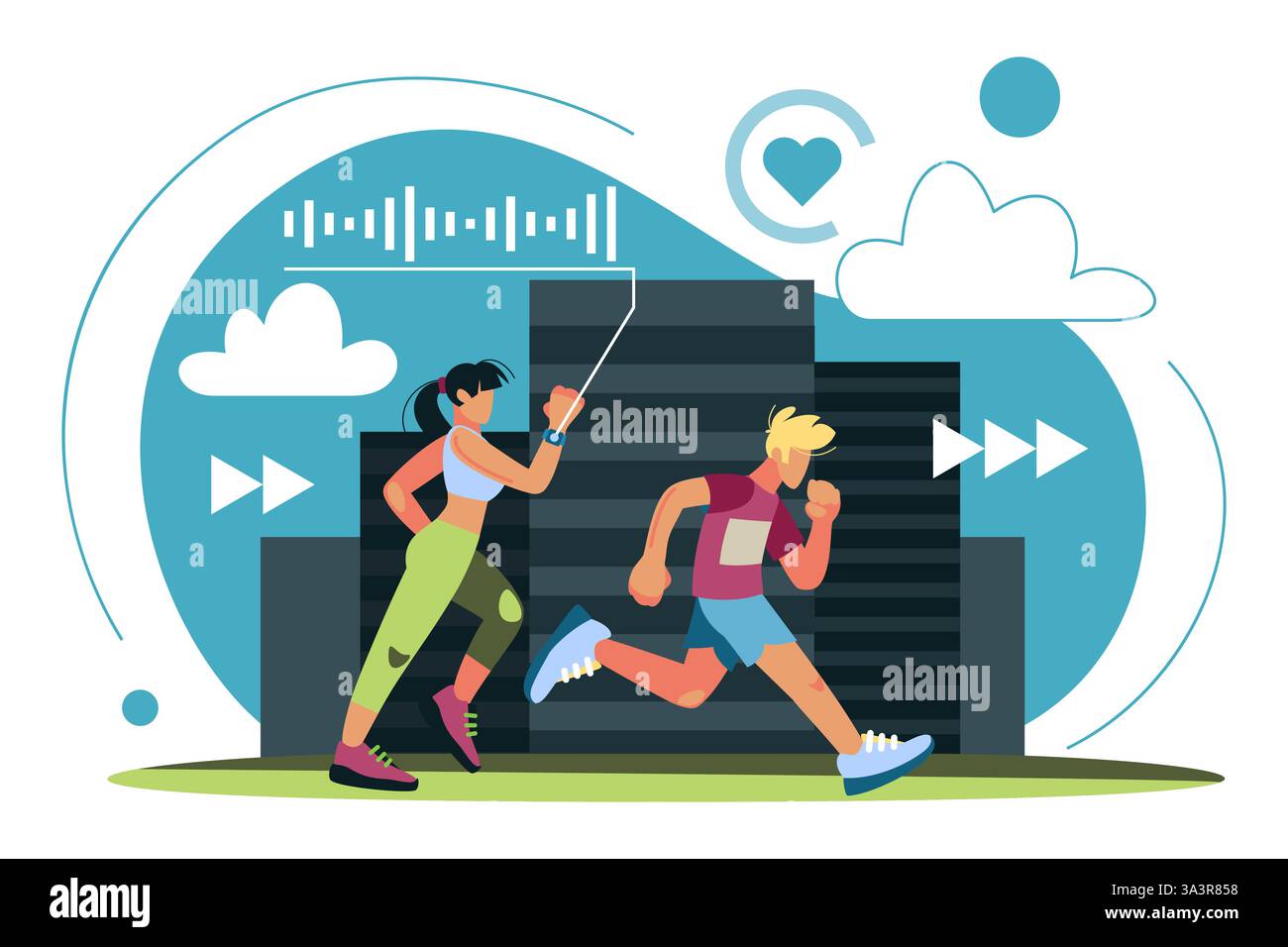 People running. Sport training. Man and woman jogging. Athletic ...