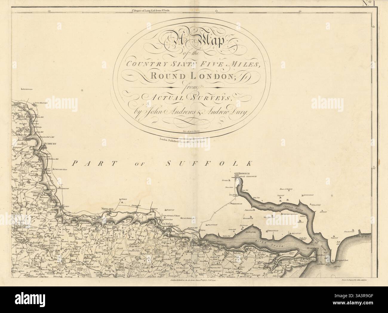 North Essex. Sudbury Harwich Manningtree Ipswich #1 Andrews/Dury 1818 ...