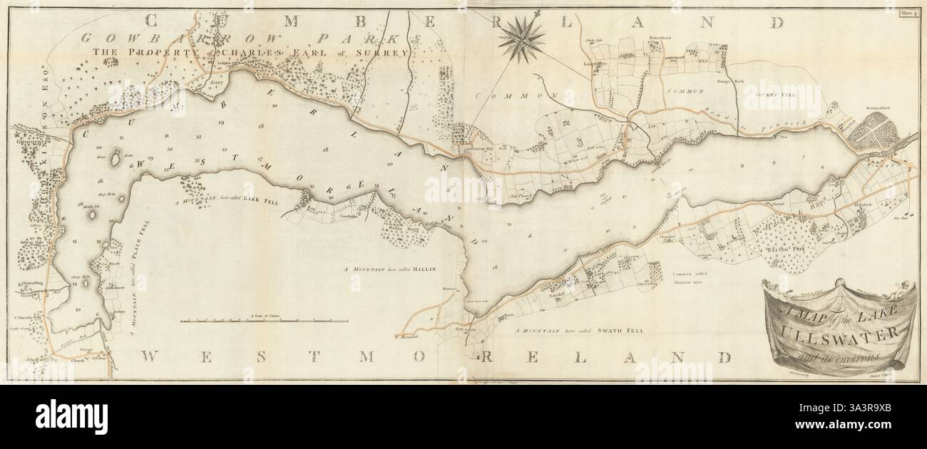 A map of the Lake of Ullswater and its environs by James Clarke 1789 ...