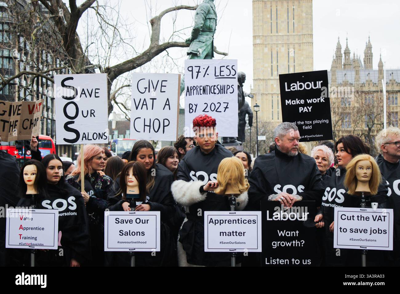 Hair and beauty sector owners and employees during a protest in ...