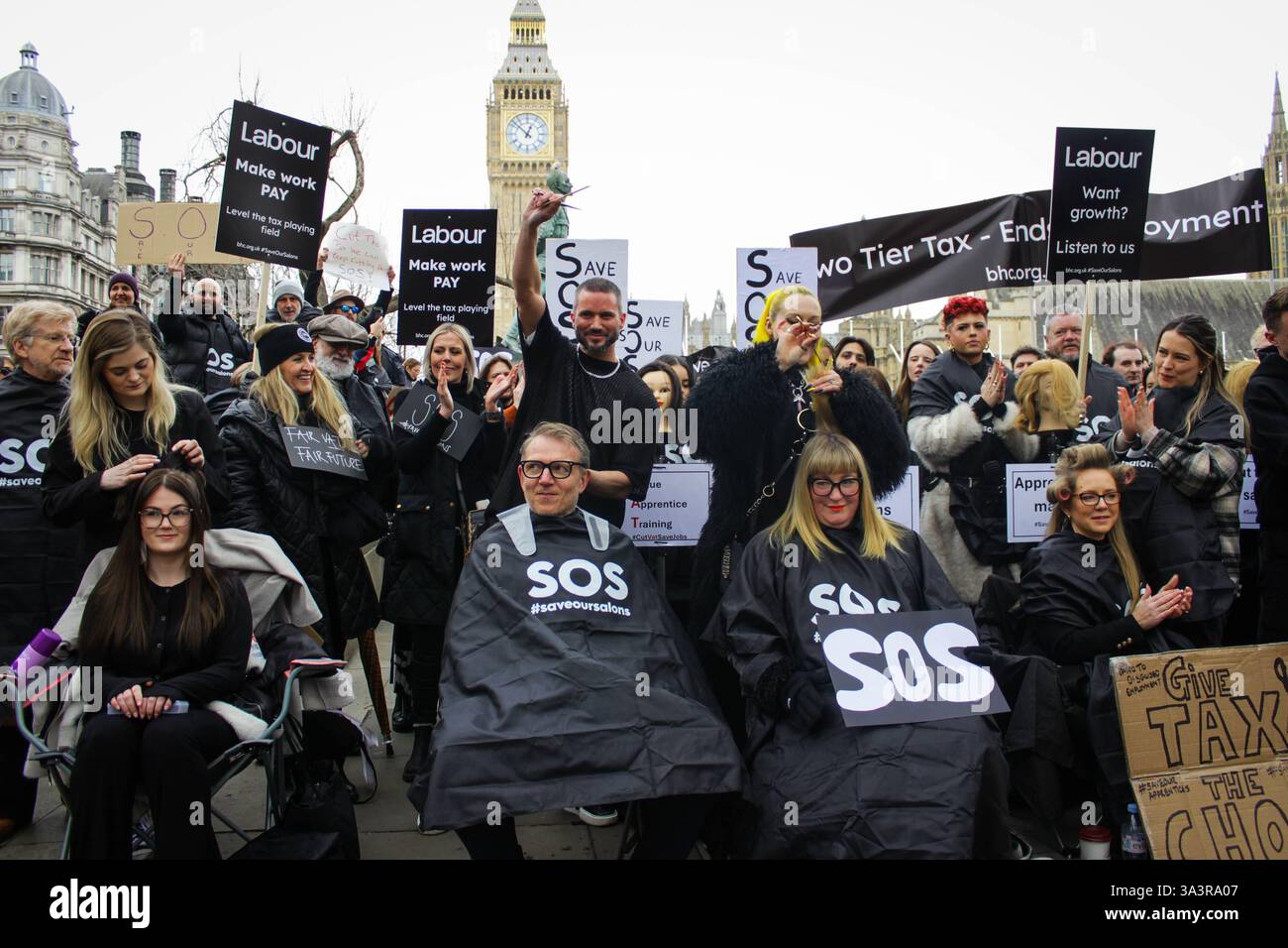 Hair and beauty sector owners and employees during a protest in ...