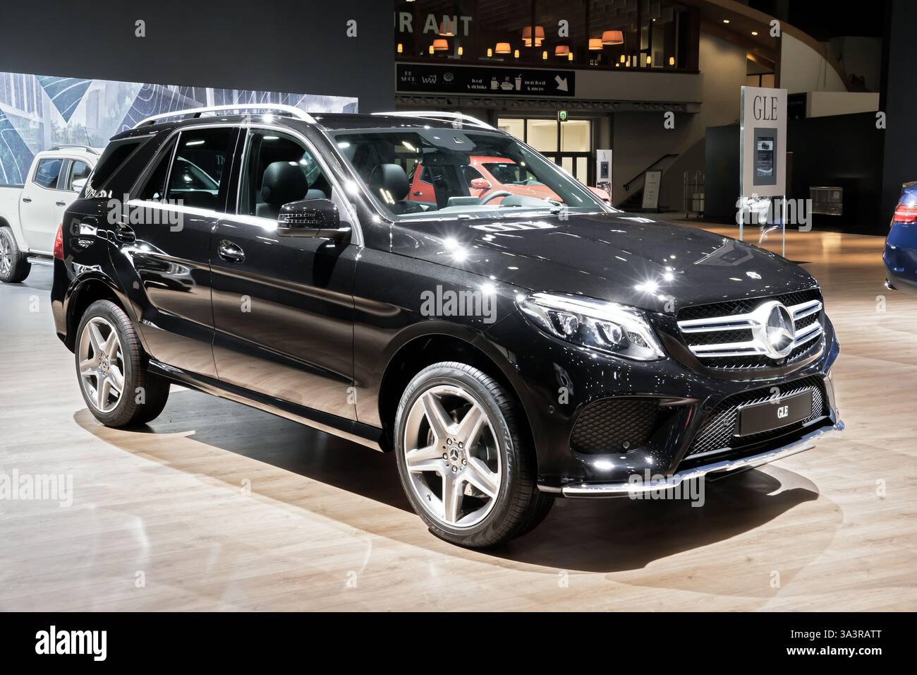 Mercedes Benz GLE car at the Brussels Autosalon Motor Show. Belgium ...