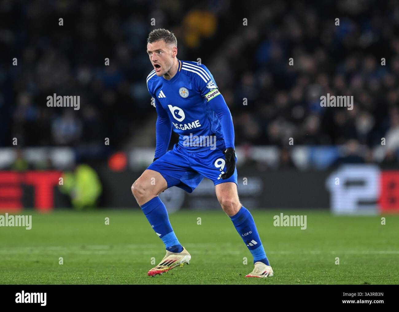 Leicester, UK. 16th Mar, 2025. Jamie Vardy of Leicester City during the ...