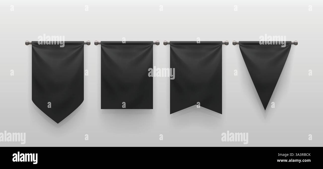 black color realistic hanging banners in set Stock Vector Image & Art ...