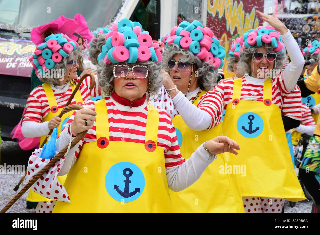 Women with foam rollers take part during the carnival. The 57th annual ...
