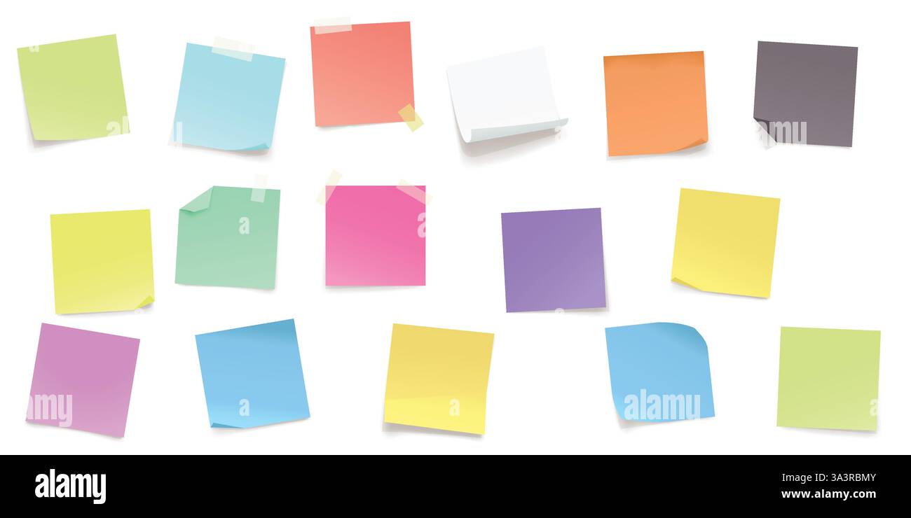 realistic bright memo notes in big set Stock Vector Image & Art - Alamy
