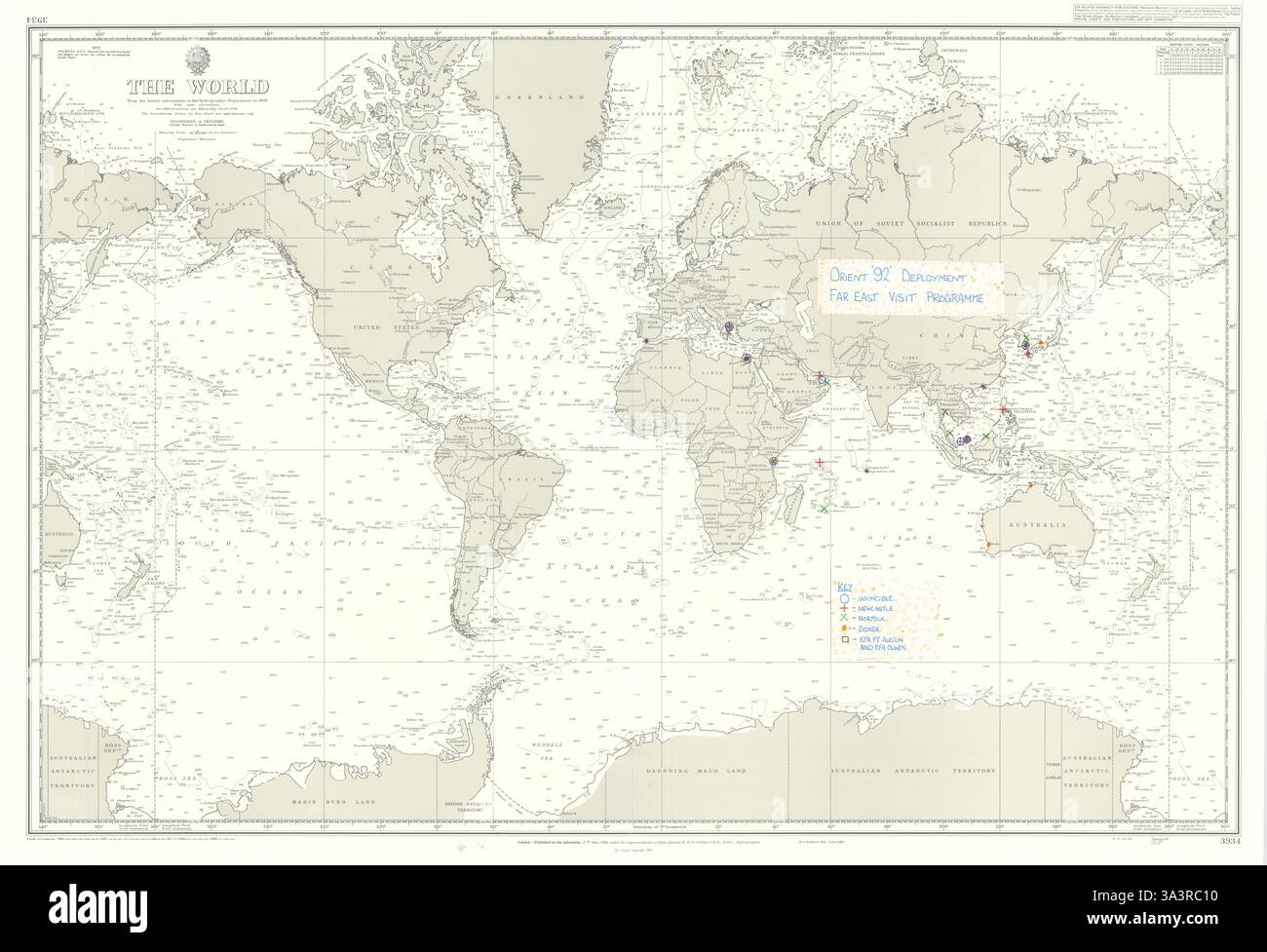 Royal Navy Orient 92 Deployment. Far East. Admiralty chart #3934 1958 ...